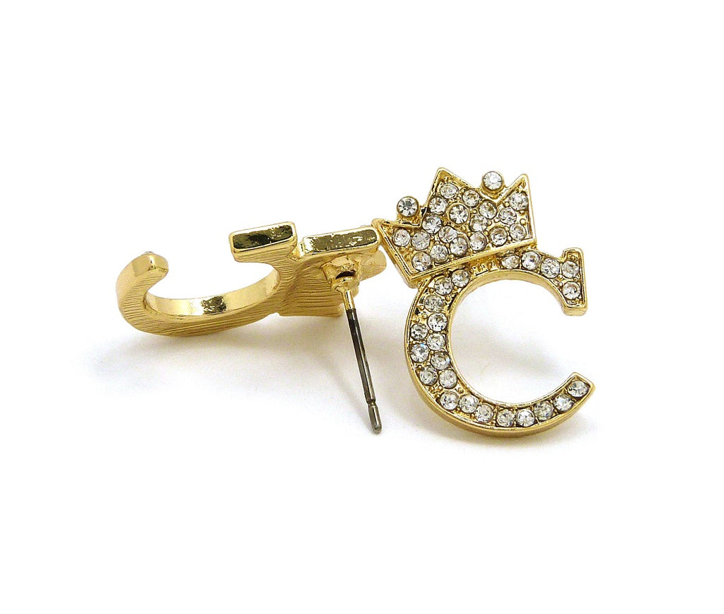 Initial earrings with crown store