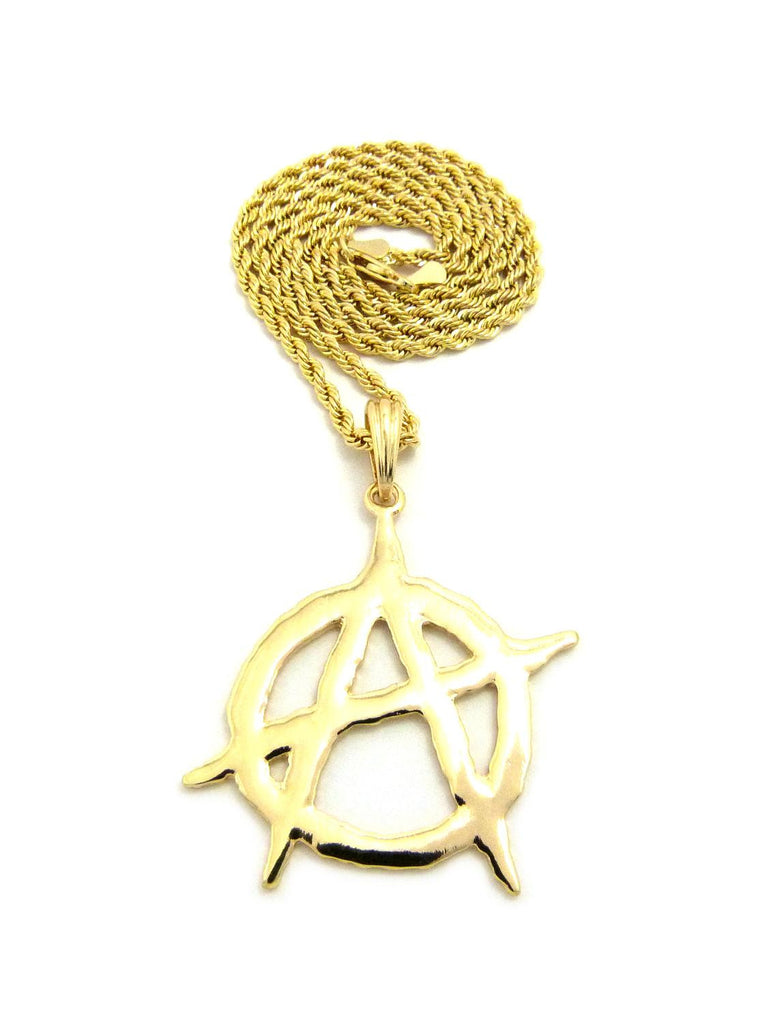 Polished Anarchy Symbol Round Pendant w/ 24" Chain Necklace – NYFASHION101
