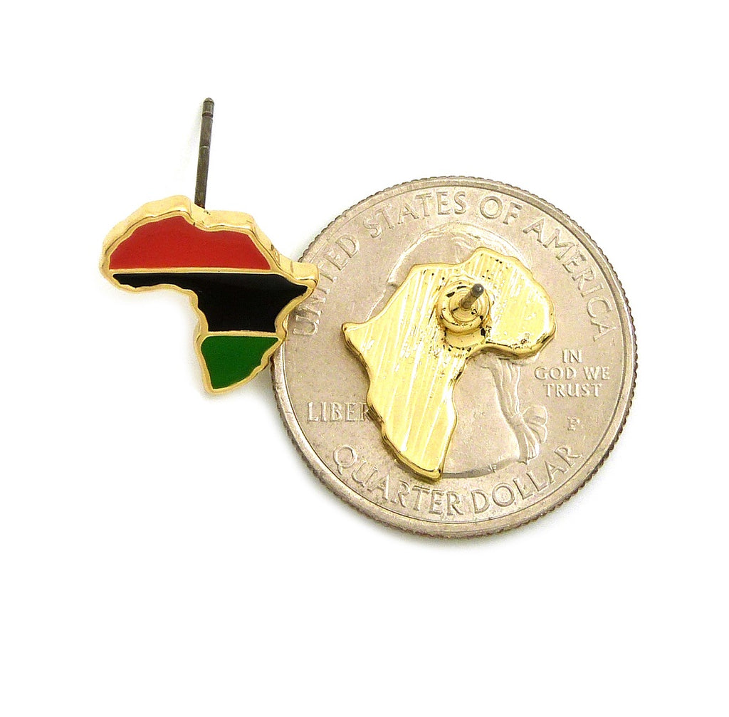 Pan Africa Stud Micro Earrings in Gold-Tone, Pan Africa – NYFASHION101
