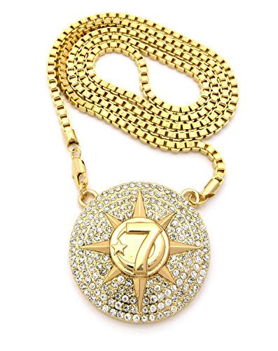 Five Percent Nation Iced Out Rapper Pendant with 36" Box Chain Necklac ...