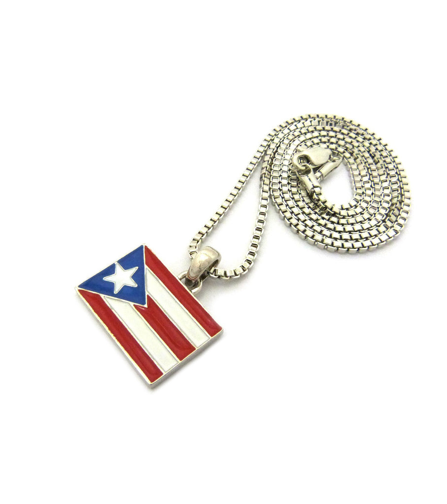 Puerto Rico Flag Micro Pendant with Chain Necklace – NYFASHION101